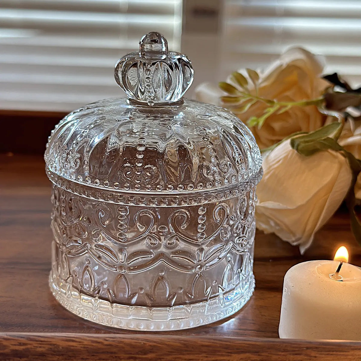 Pressed Glass Crown Jar – Thomas Lee Living
